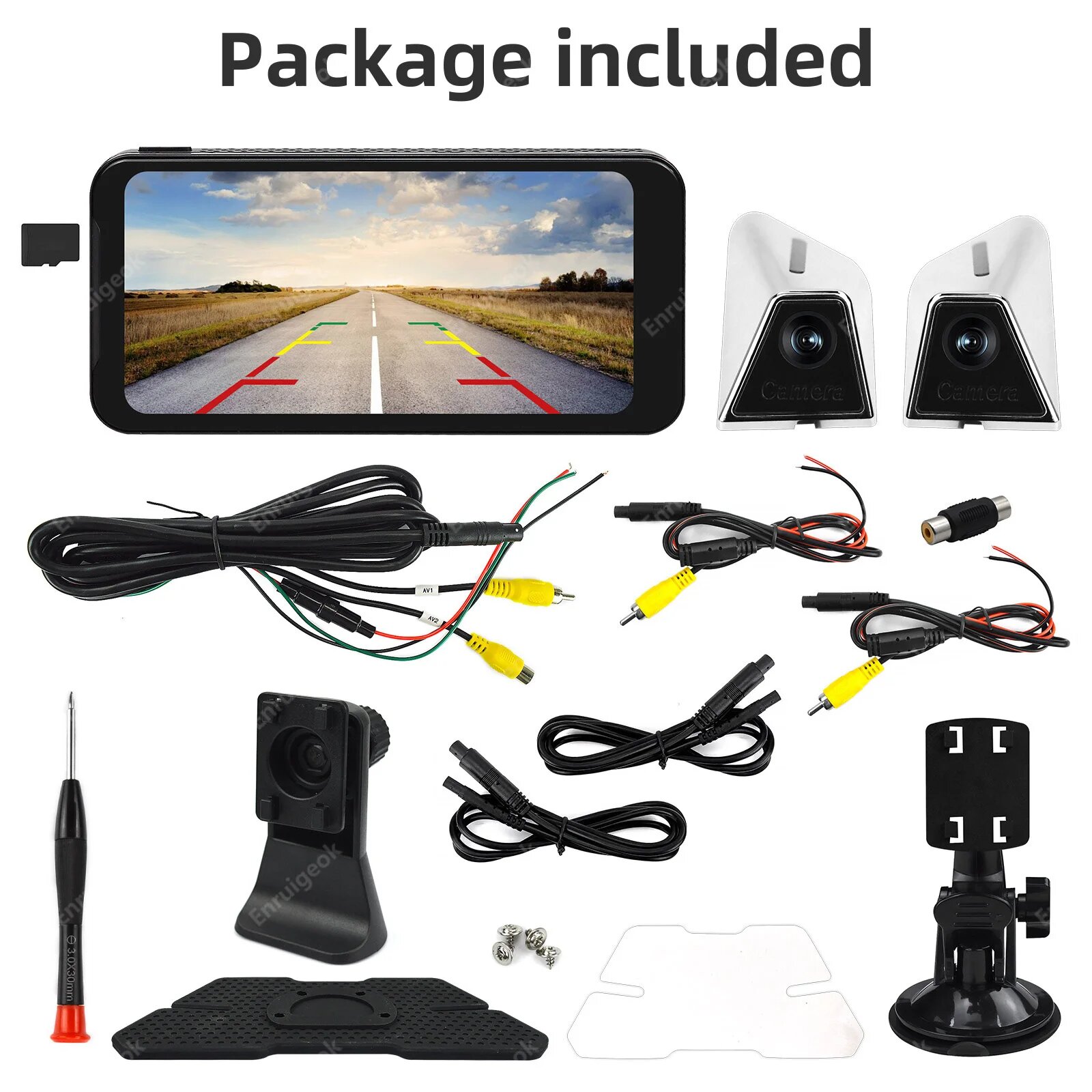 EnruigeOk Автомобильная HD-камера бокового вида слепого и справа с 6,25-дюймовым видеорегистратором, двойной разделенный монитор, помощь при парковке для слепых зон для автомобиля, фургона, грузовика, внедорожника