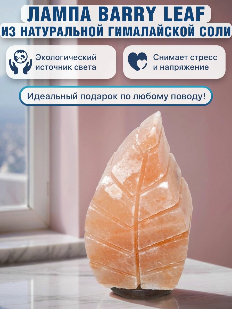 Лампа настольная соляная из гималайской соли ночник в розетку детский солевой Barry Leaf