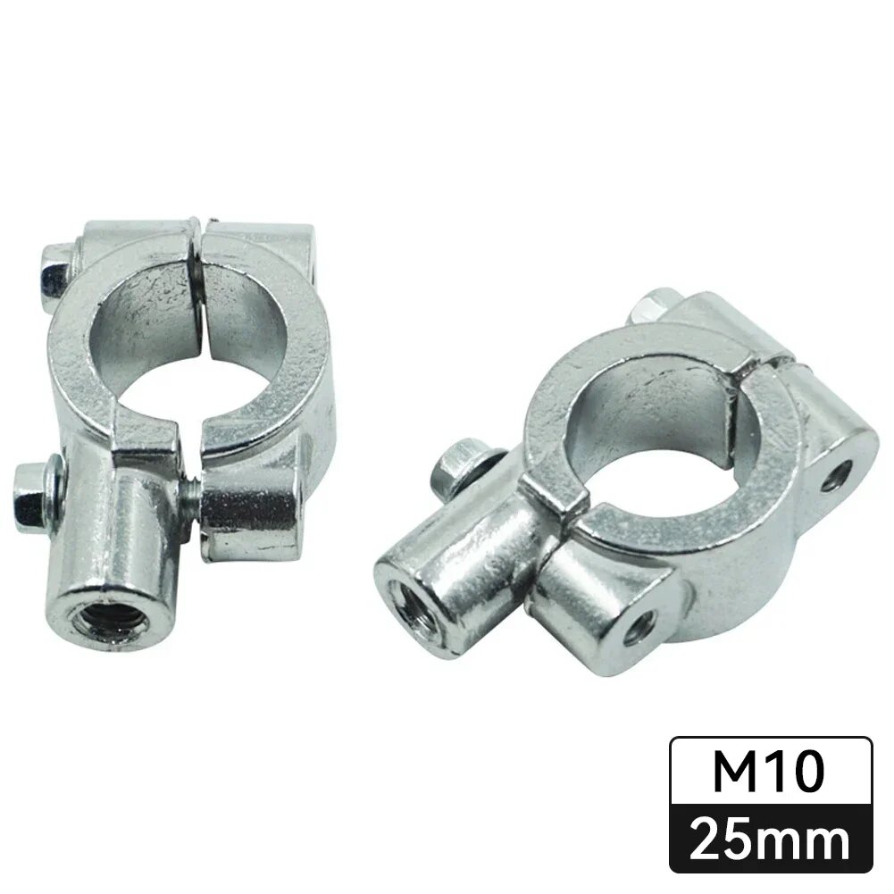 Новый держатель для зеркала заднего вида с двойным отверстием 22 мм 25 мм, универсальный держатель для зеркала заднего вида для мотоцикла, 2 шт, M10 M8, зажим для крепления бокового зеркала, аксессуары Серебряный, Silver M10 25mm