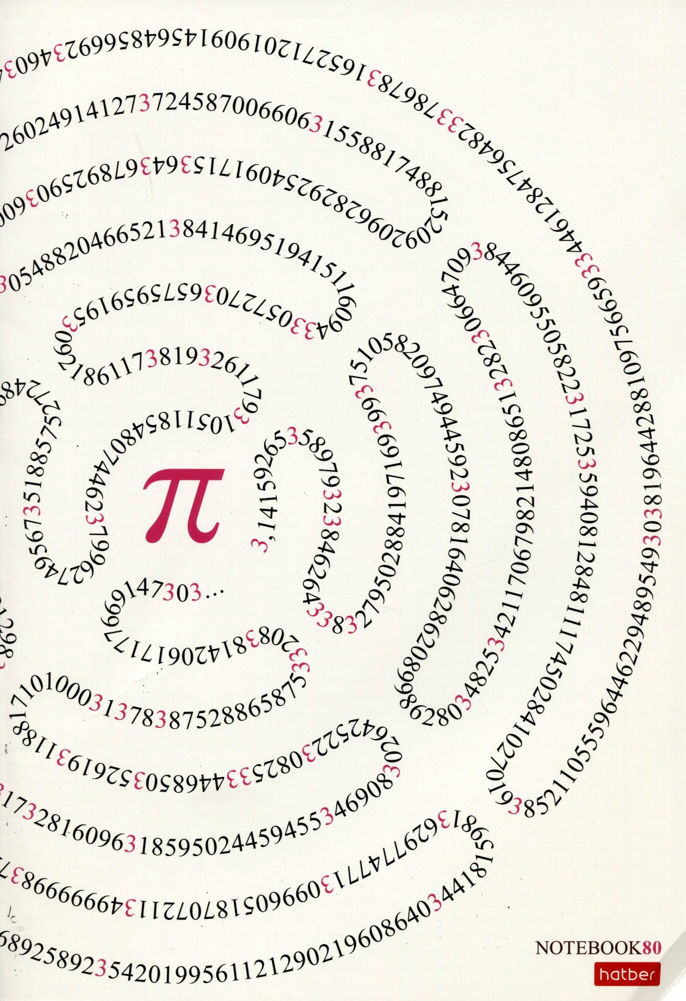Тетрадь в клетку Hatber, "Число Пи", А4, 80 листов, в ассортименте