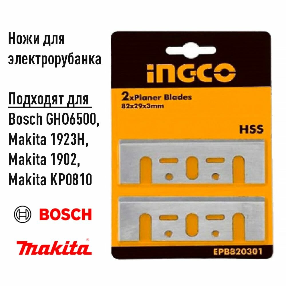 Нож для рубанка 82х29х3мм быстрорез (2 шт) INGCO