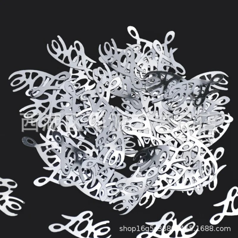 MOONBIFFY сердечки из конфетти для шаров 15г Love silver