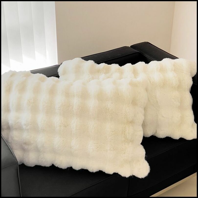 Наволочки 50х70 2 шт, декоративные, искусственный мех, Mency, белый цвет