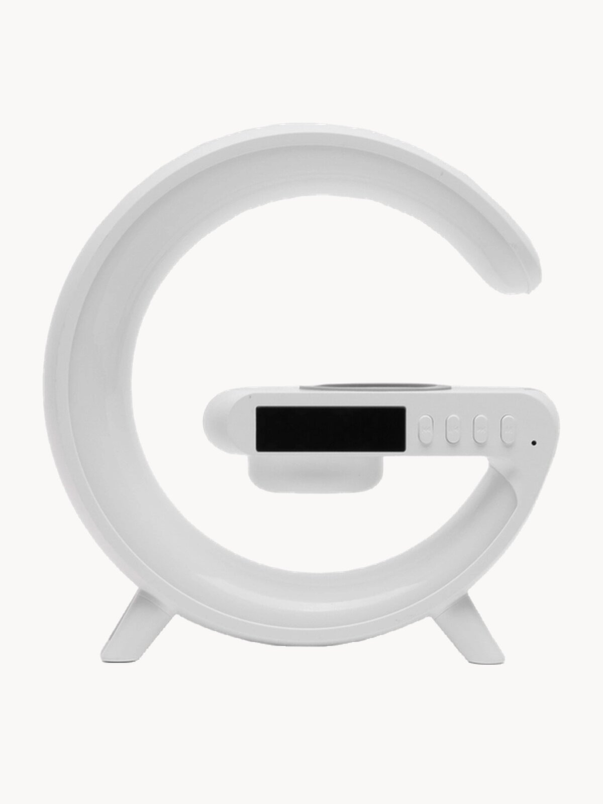 Стильный RGB Ночник с беспроводной зарядкой и Bluetooth колонкой белый