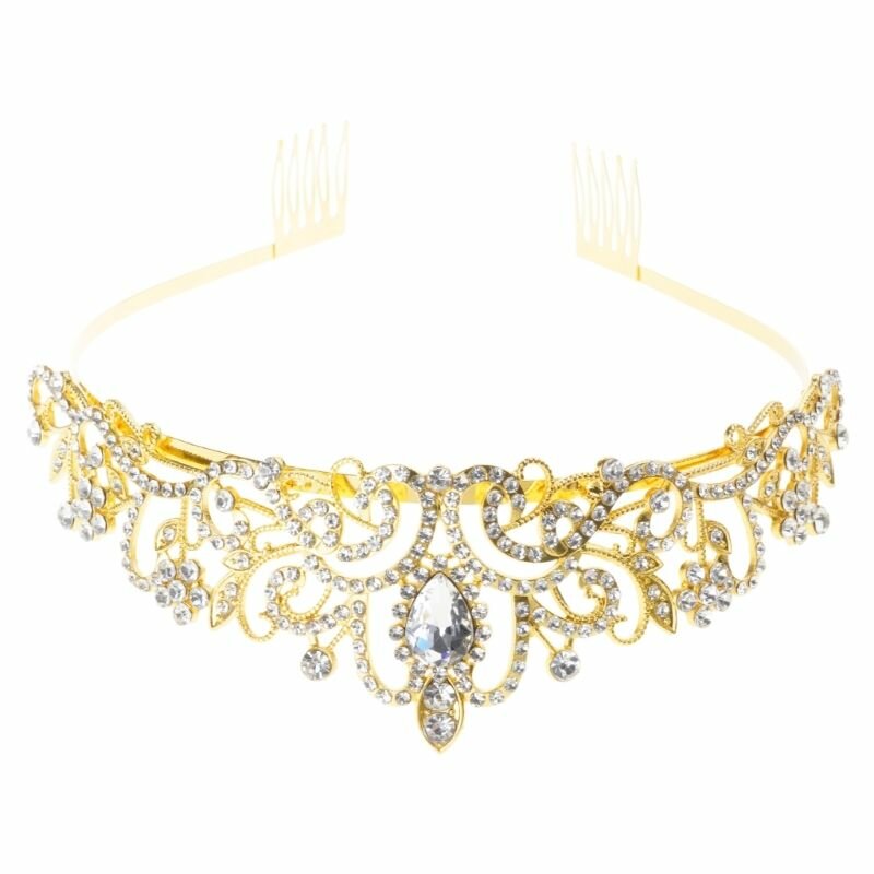 Головной убор-корона из свадебной пластины для волос невесты-золотой