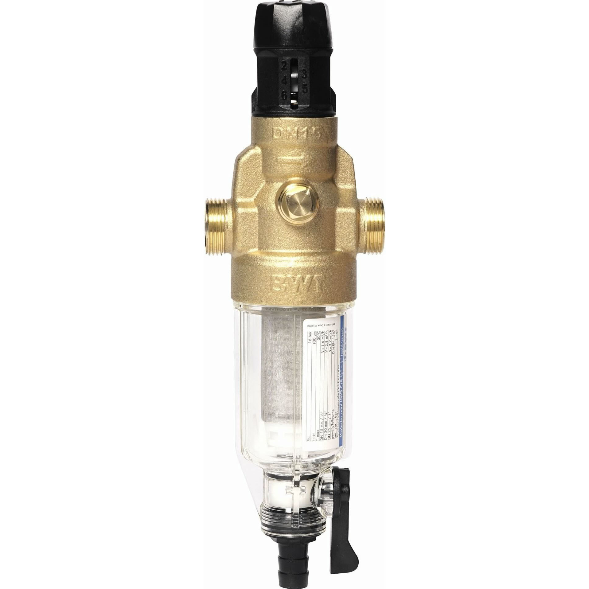 Фильтр механический BWT Protector Mini C/R 1/2" HWS с редуктором давления для холодной воды 100 мкм