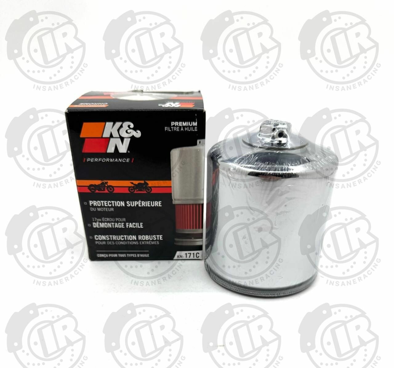 KN-171C Масляный фильтр хром K&N для мотоциклов Harley-Davidson Softail; Touring с гайкой под 17 ключ для удобной замены