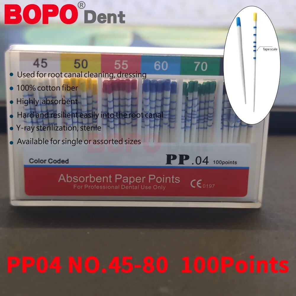 Стерильные эндодонтические бумажные наконечники F1-F5 04 15-40 PP04-NO.45-80-Mark