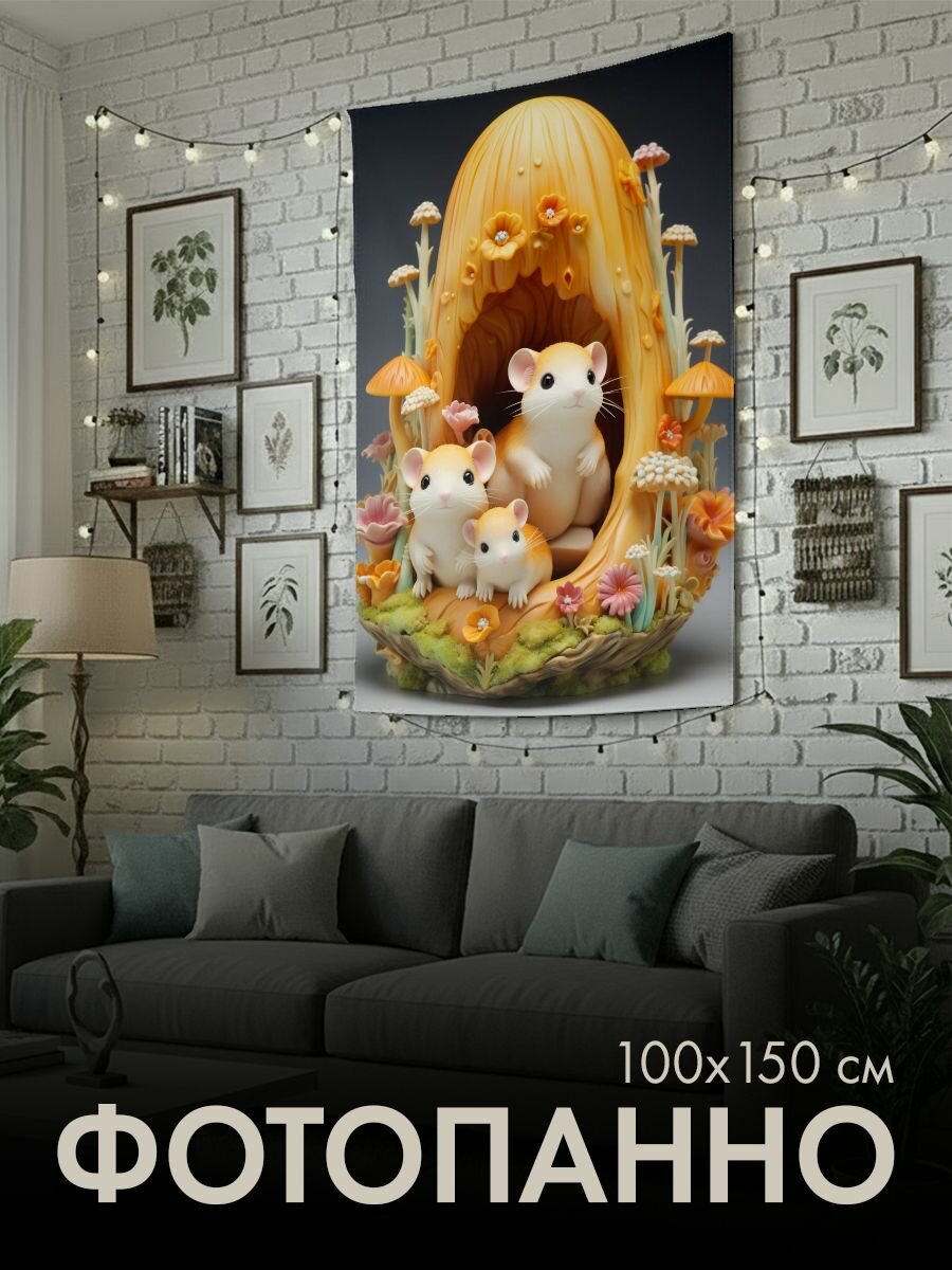 Панно тканевое PrintyFull / 100x150 см / глиняная