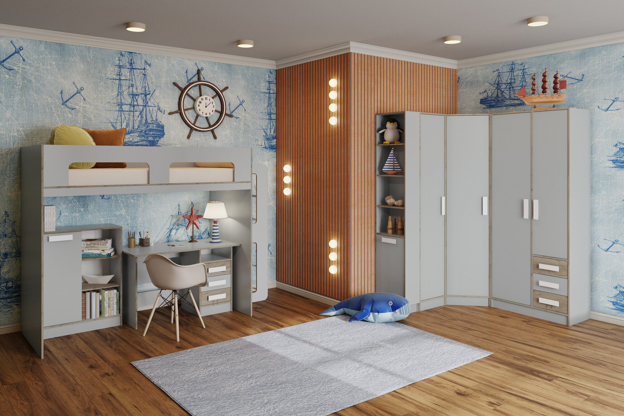 Спальня Тэбби Стеллаж камень серый/дуб крафт серый (Микон)