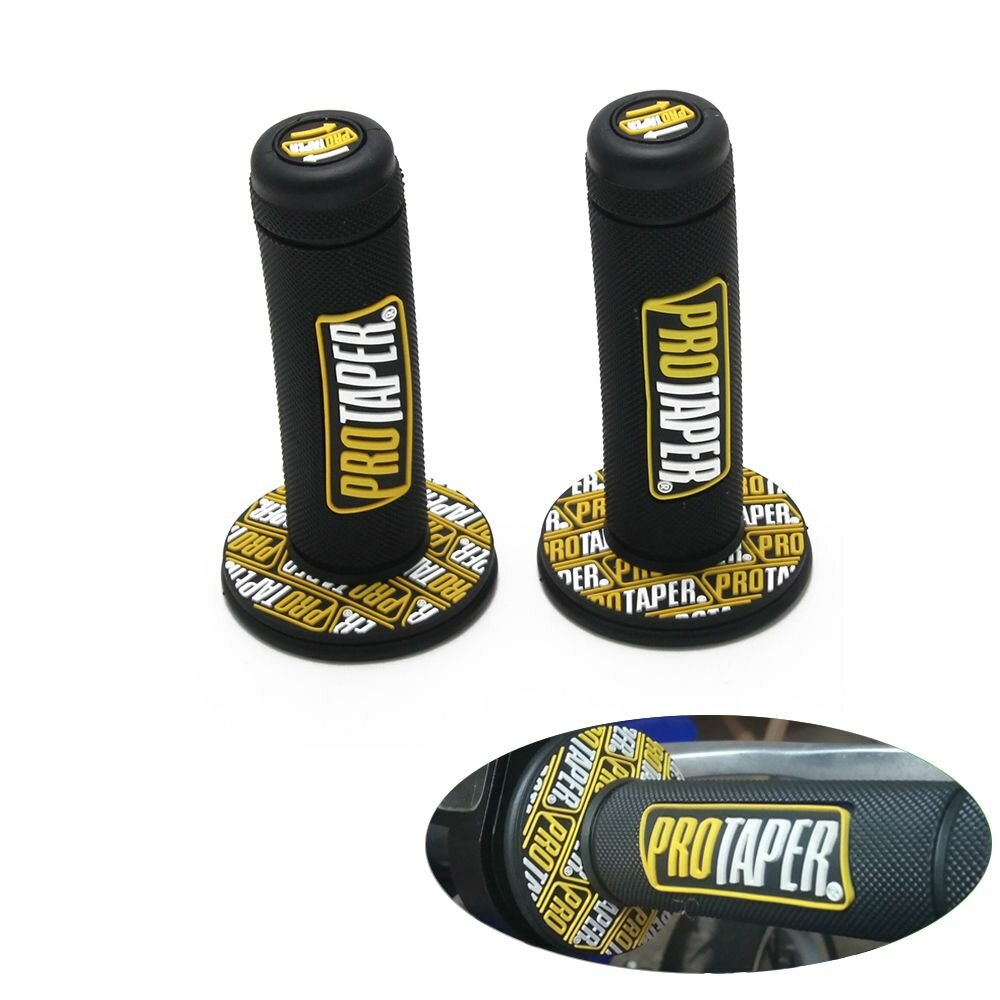 Ручки руля для мотоцикла , питбайка скутера, мопеда (грипсы) жёлтый