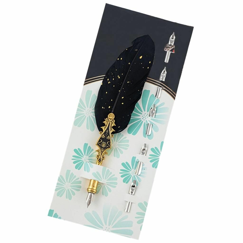 Антикварное перо с 5 сменными наконечниками, Черный