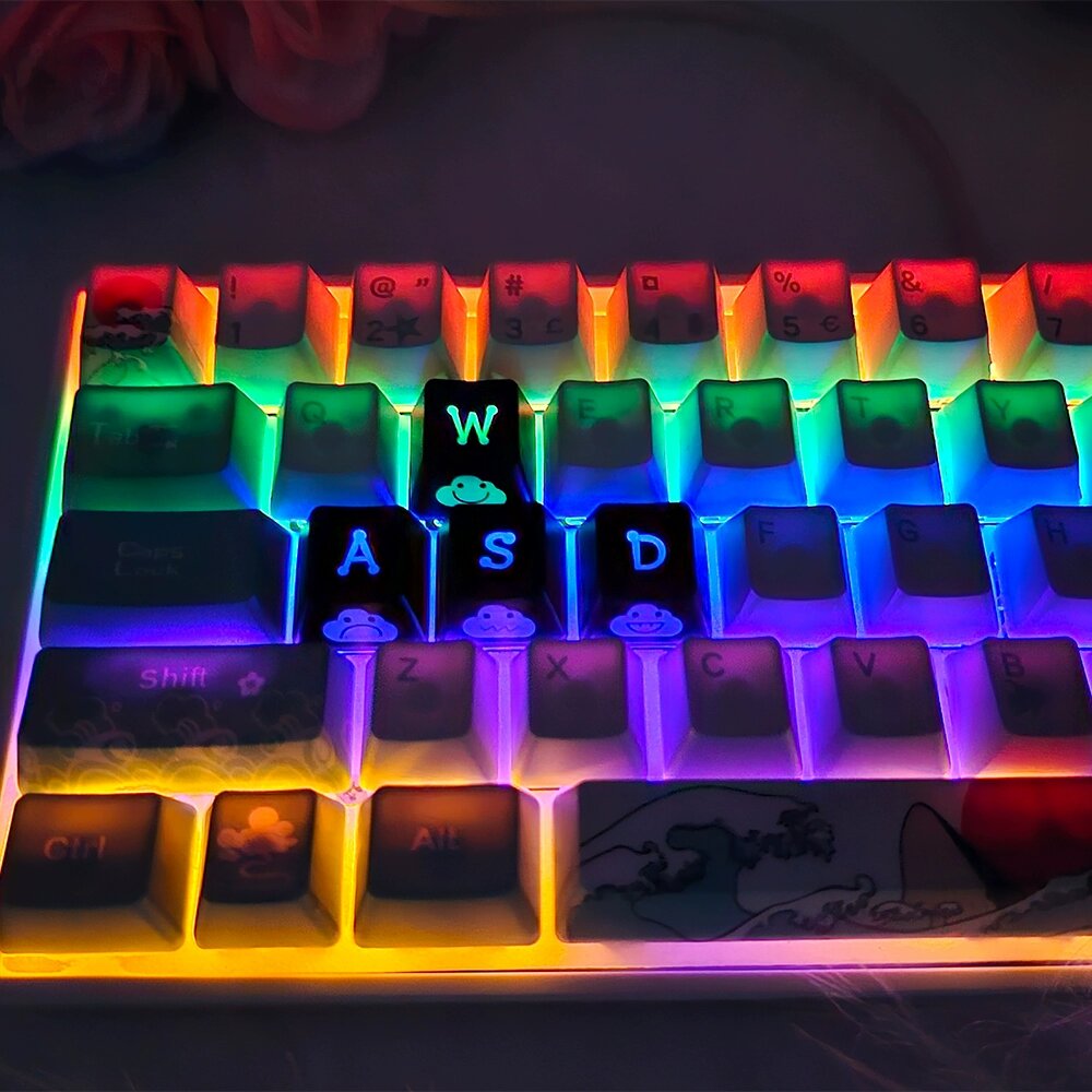 Персонализированные полупрозрачные кейкапы Lightning Doll из ABS-пластика для механических клавиатур: WASD, клавиши
