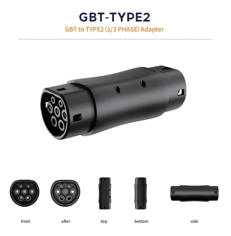 Адаптер зарядного устройства для электромобилей GBT на Type2, 32А, 7кВт/22кВт, для быстрой зарядки, конвертер GB/T на IEC 62196, для электромобилей BYD MG4, новый.