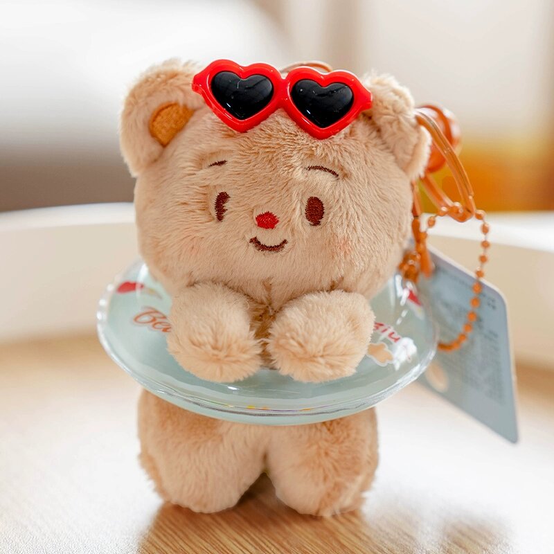 Сладкий медвежонок в круге для плавания, брелок-подвеска - очаровательная мультяшная фигурка для сумок и ключей