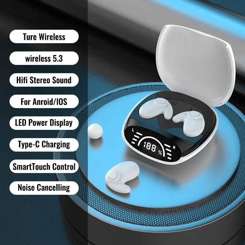 Беспроводные TWS наушники Bluetooth 5.3 внутриканальные с микрофоном и зарядным футляром