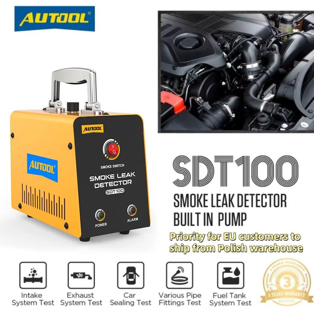 AUTOOL SDT100 12 В детектор утечки дыма турбо с насосом EVAP локатор труб димогенератор диагностический для автомобиля мотоцикла