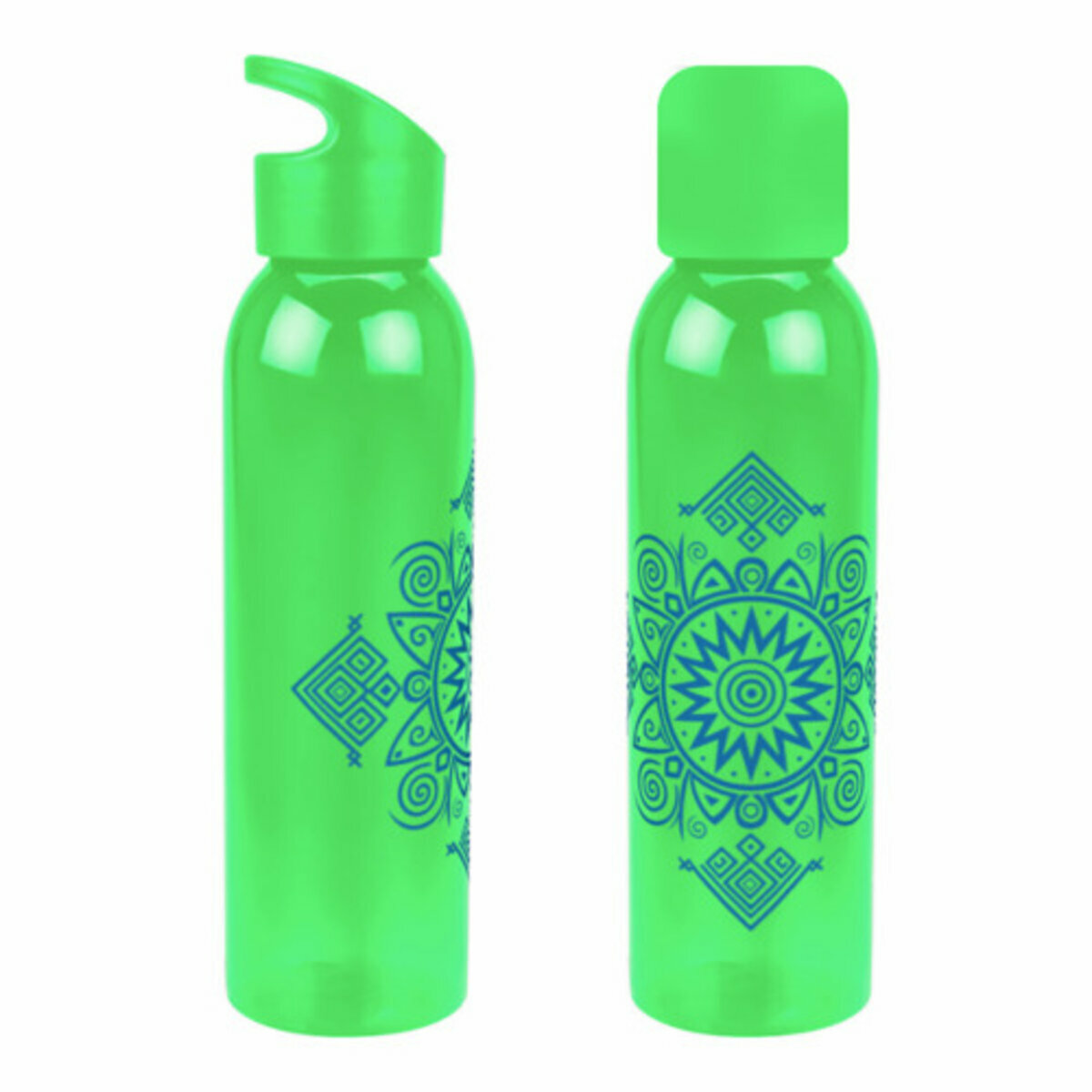 Бутылка для воды «Солнце, зимний узор, орнамент. Абстракция» (зеленое яблоко)