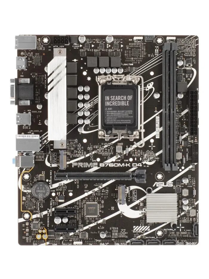 Материнская плата ASUS PRIME B760M-K D4 mATX LGA1700 Intel B760 2xDDR4 (64ГБ)