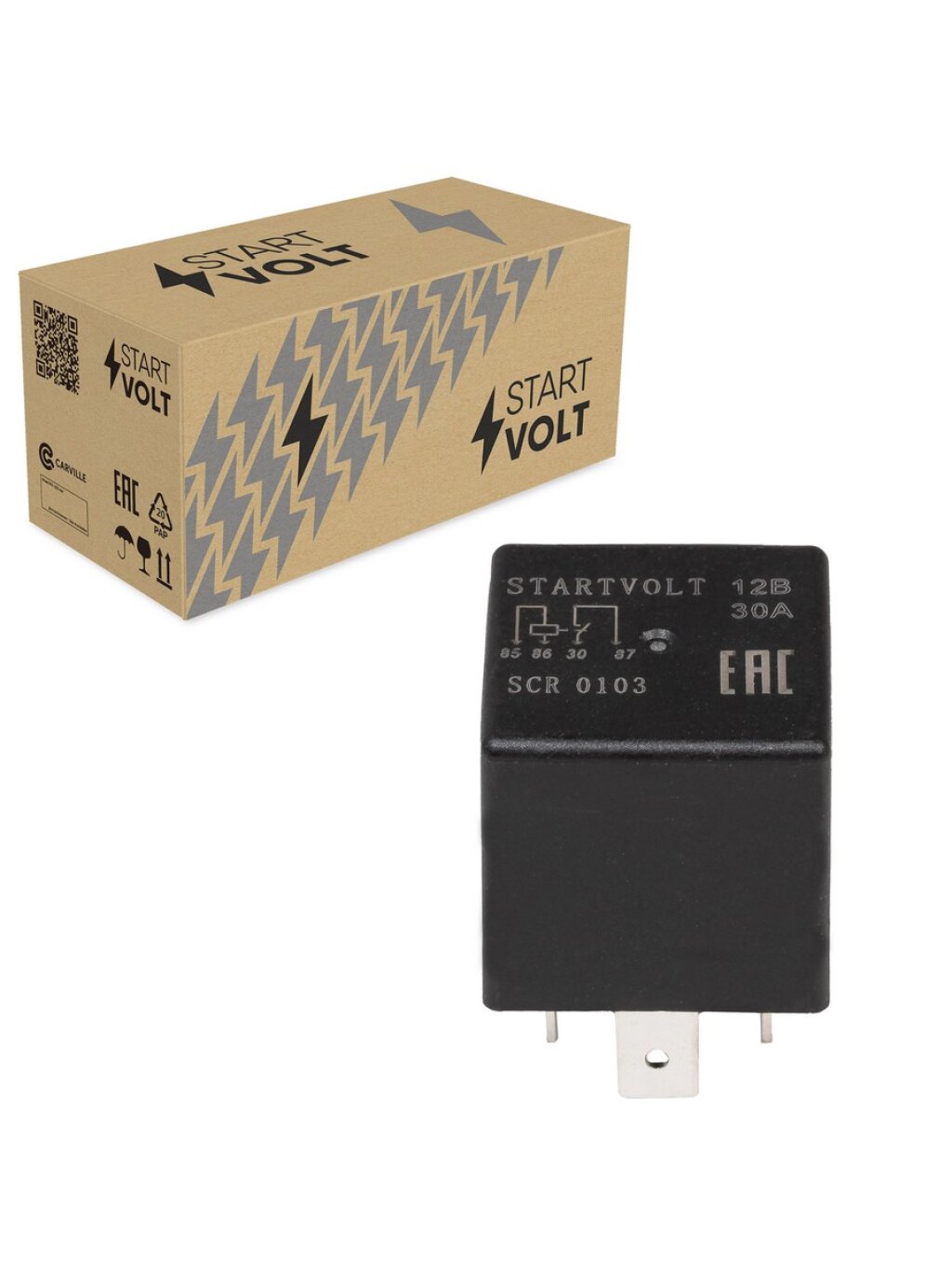 Реле универсальное 4-х контактное 12V 30A (без кронштейна) STARTVOLT SCR 0103