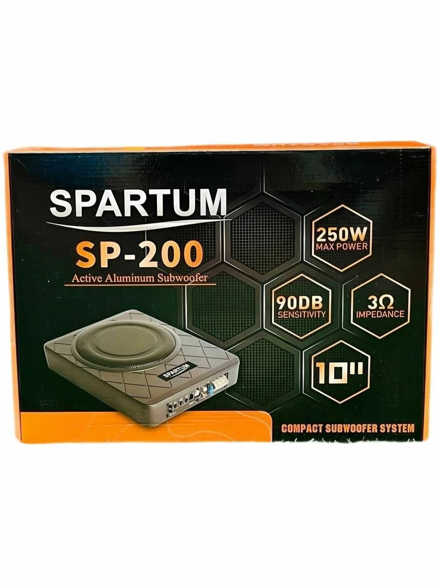 Активный Premium Сабвуфер Spartum SP-200/ 250Вт/ (10 дюйм.) Сабвуфер под сиденье