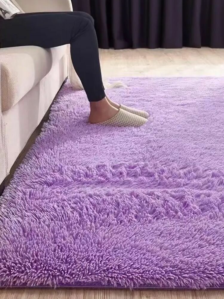 Ковер чистый цвет 160x200 см, Фиолетовый длинношерстный ковер