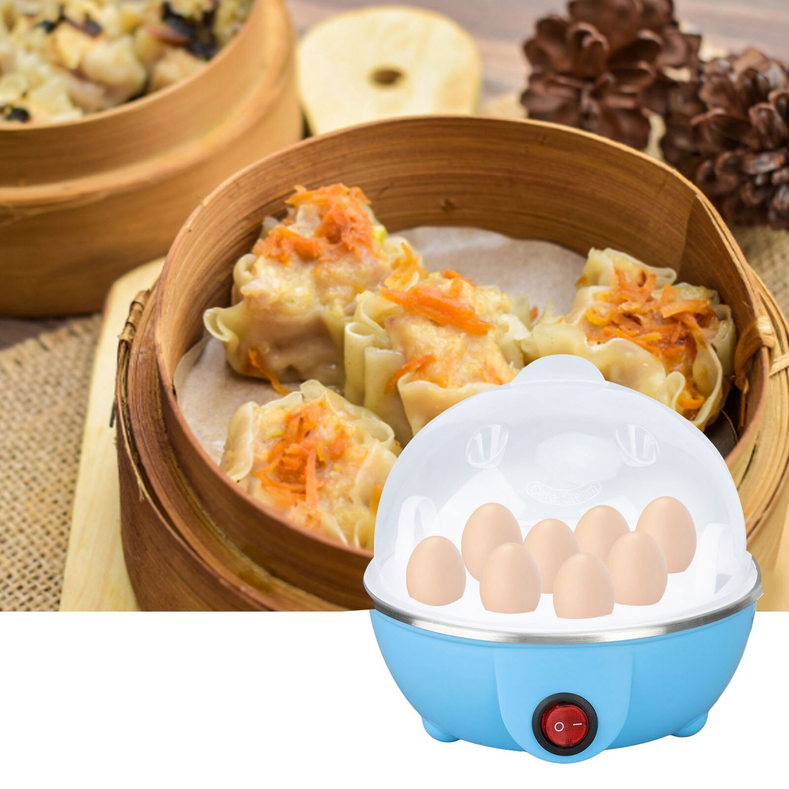 Куриная яйцеварка для приготовления до 7 больших вареных яиц, защита от сухого горения, автоматическое отключение, яйцеварка-браконьер с нагревательной пластиной, вилка стандарта США, 110 В, синяя