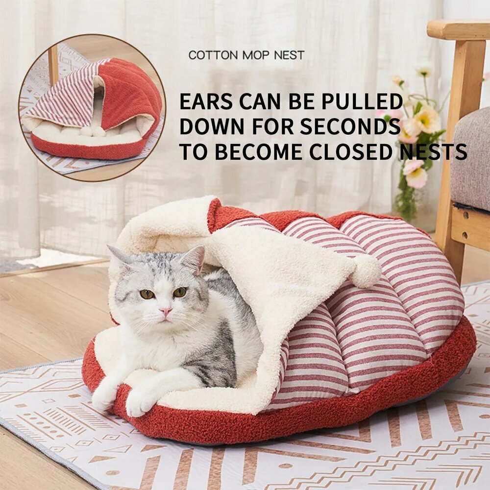 Лежанка для кошек в форме тапочек, уютное место для сна