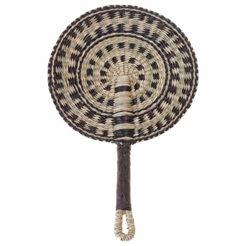 Вьетнамский веер ручной работы из Ганы-коричневый в горошек