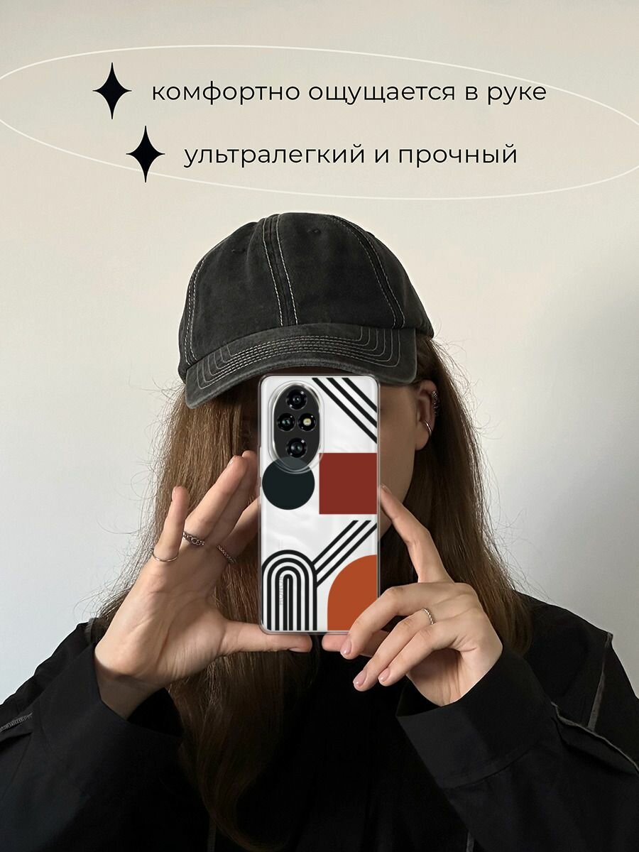 Чехол на Honor 200 Pro / Хонор 200 Про с принтом Абстрактная композиция, прозрачный — фото 1