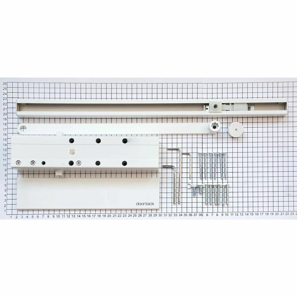 Дверной доводчик DOORLOCK DL300S BC size 3-5 со скользящей тягой, белый 75556 — фото 1