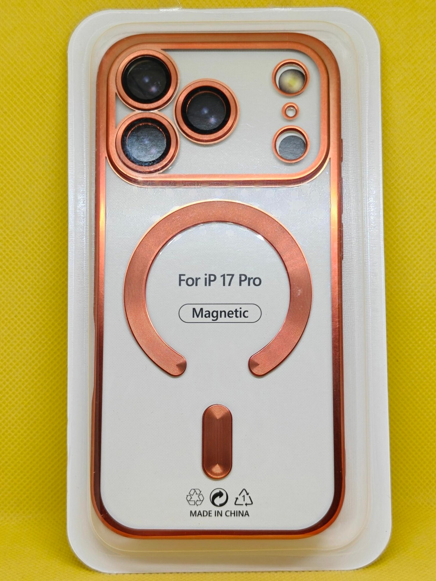 Чехол силиконовый Fashion Case для iPhone 17 Pro MagSafe Clear Orange/ накладка силиконовая для айфон 17 про / прозрачный + оранжевый