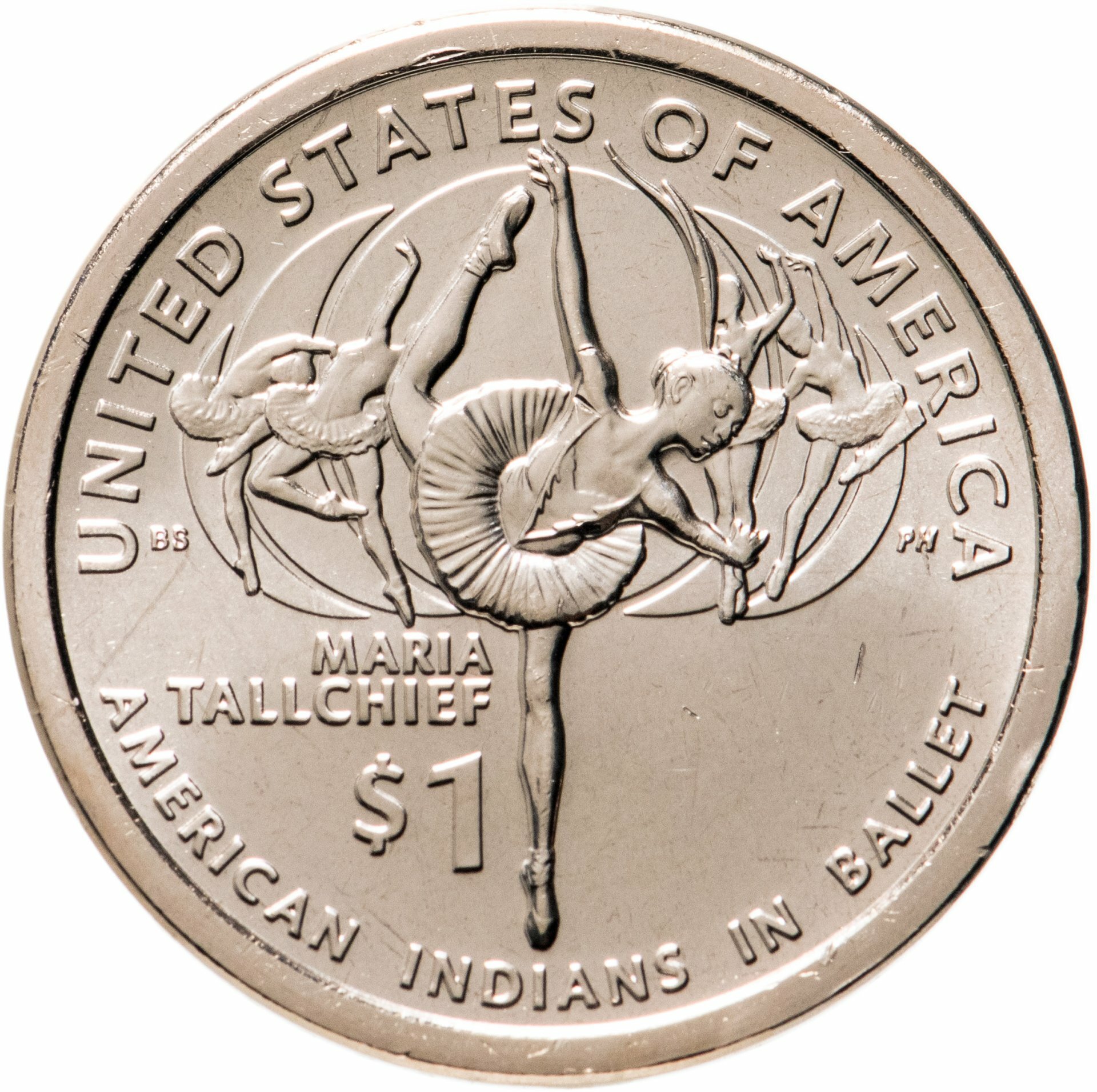США 1 доллар dollar P 2023 "Коренные Американцы - Мария Толчиф и американские индейцы в балете", Медь, в сохранности UNC