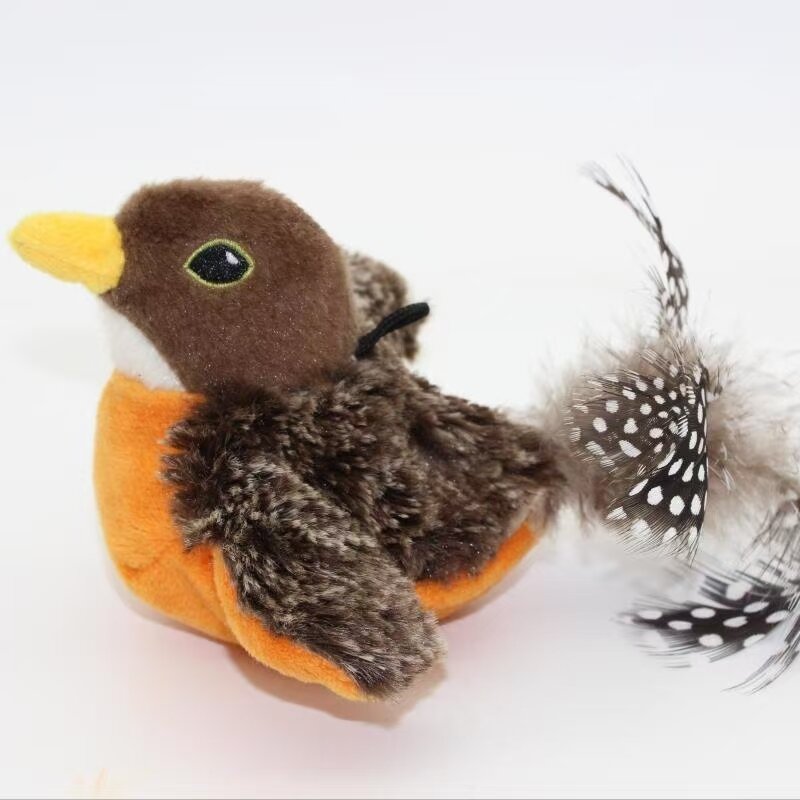 Интерактивная игрушка для кошек Белка с машущими крыльями перезаряжаемая, с чирикающими звуками и кошачьей мятой