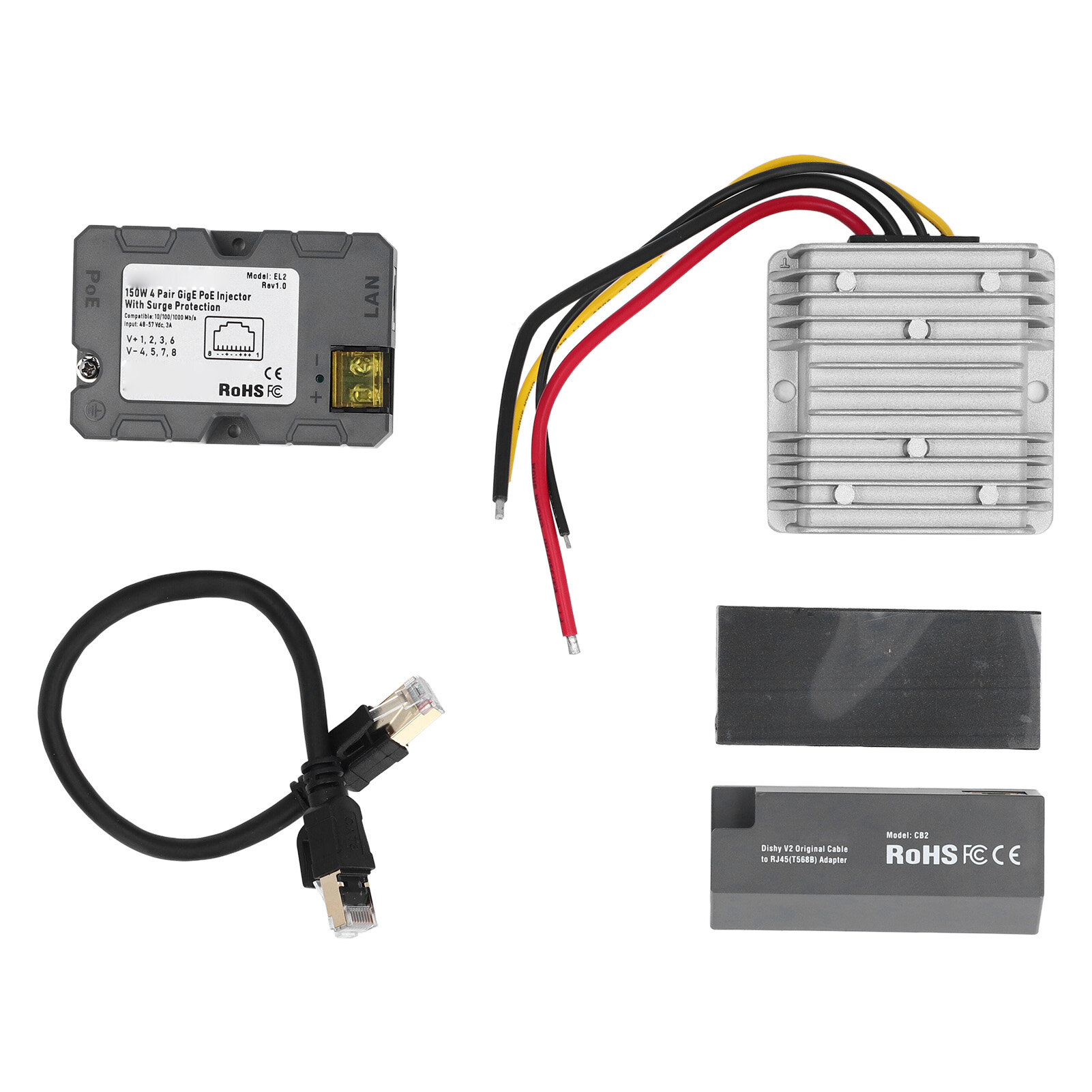 PoE инжектор 150Вт 12В 48В для V2 Dish, кабель RJ45, повышающий преобразователь