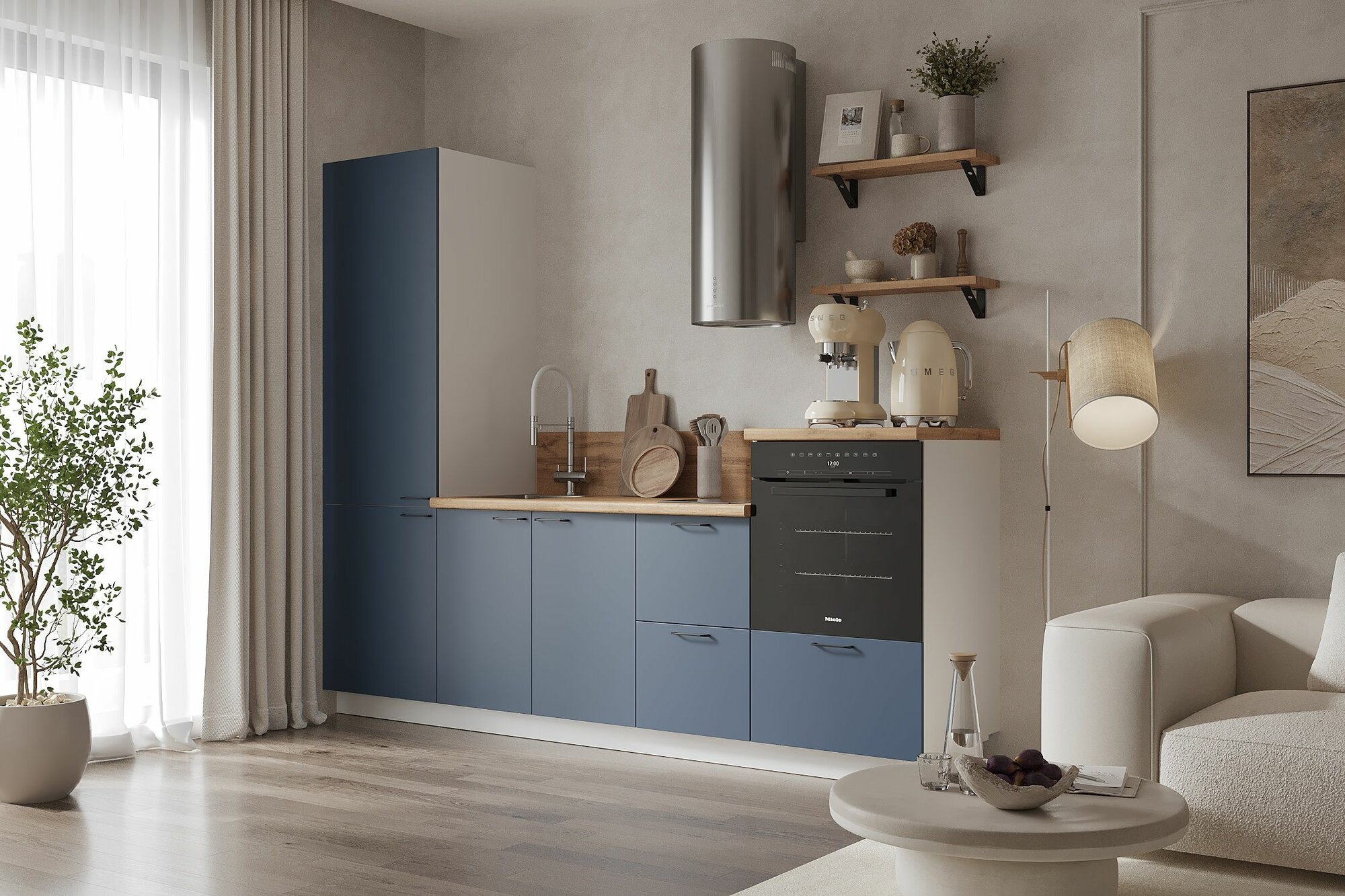 ARNIKA Кухонный гарнитур со столешницей "Дакия" 2,55м, цвет ежевика (синий), фасад пленка ПВХ