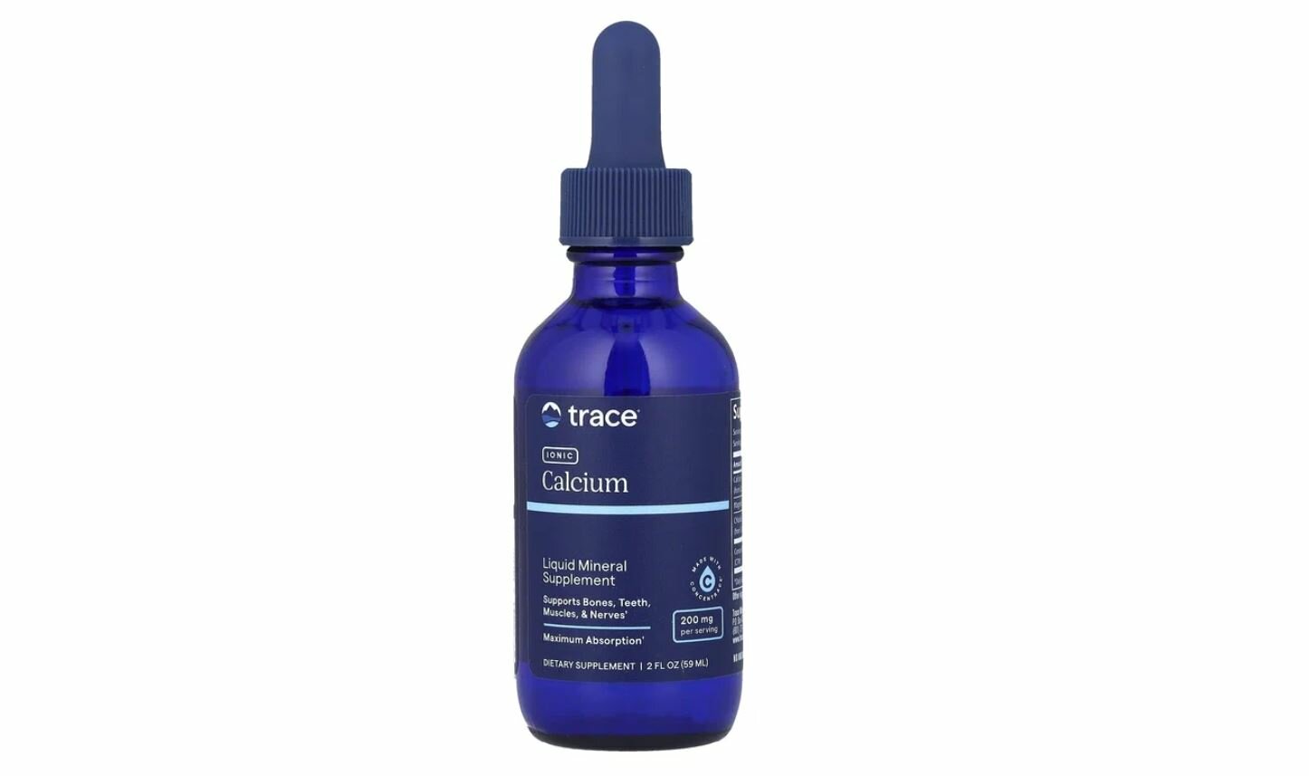 Trace Minerals Liquid Calcium, Кальций ионный для связок и суставов, без глютена, 59мл