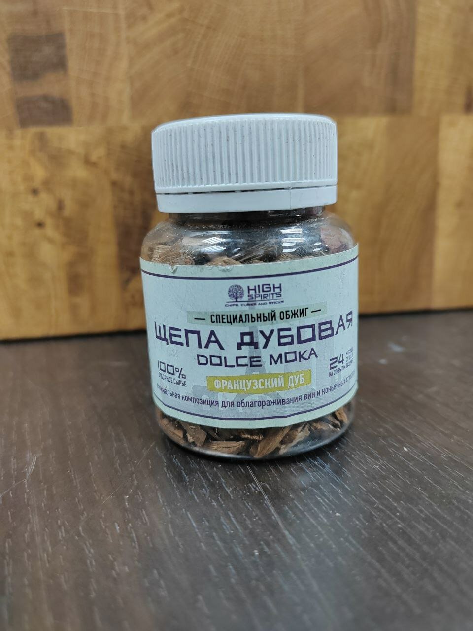 Дубовая щепа HIGH SPIRITS DOLCE MOKA, французский дуб, специальный обжиг, 30 гр, 1 шт.