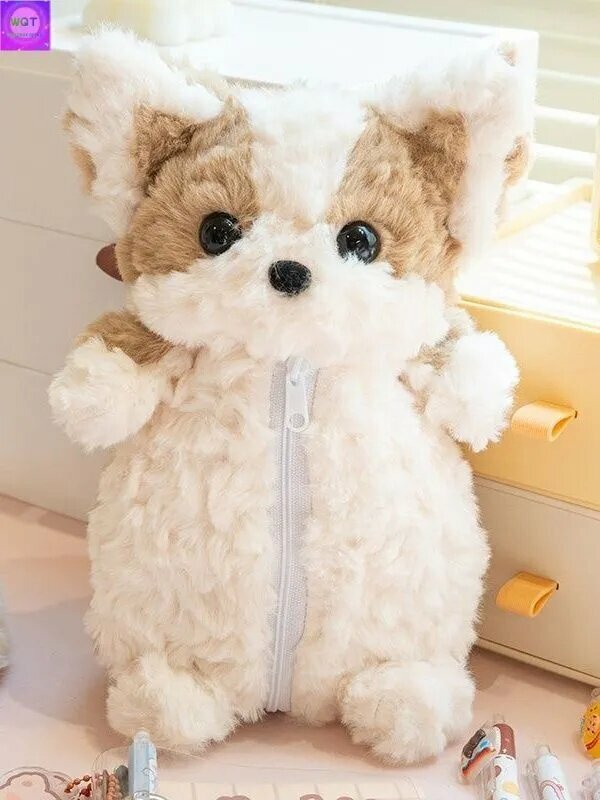 Плюшевая пенал в форме Корги | Мягкий кейс для канцтоваров | Детские аксессуары-Пеналы и письменные принадлежности