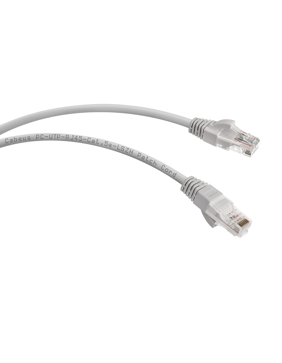 Кабель патч-корд U/UTP 5e кат. 5м. Cabeus PC-UTP-RJ45-Cat.5e-5m-LSZH неэкранированный, серый