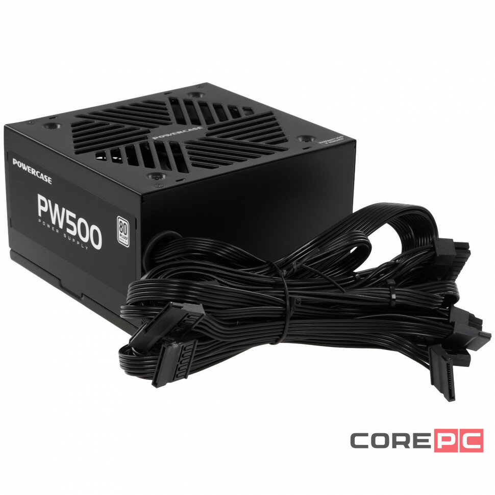Блок питания для персонального компьютера Powercase 500W PW500 Black (PS-500W-DC)