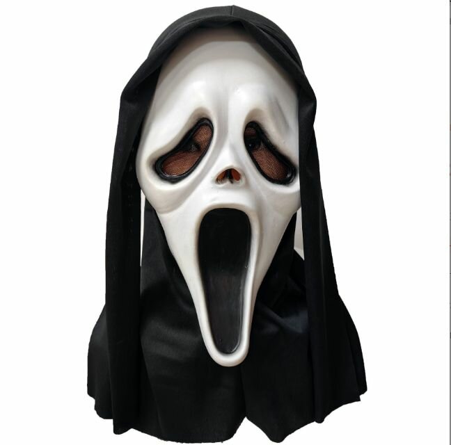 Маска на голову из фильма "Крик" реквизит на Хэллоуин, аксессуар к костюму для вечеринки