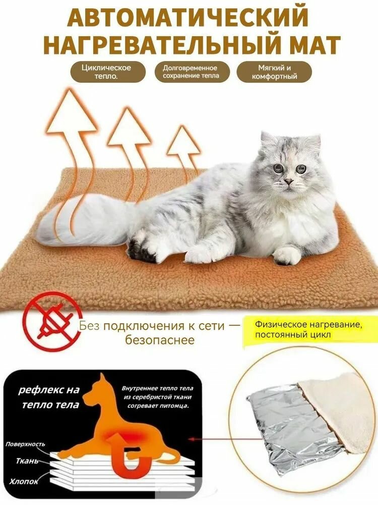 Коврик с подогревом для животных, лежак для кошек и собак, грелка электрическая, теплый домашних матрас,57X46 см