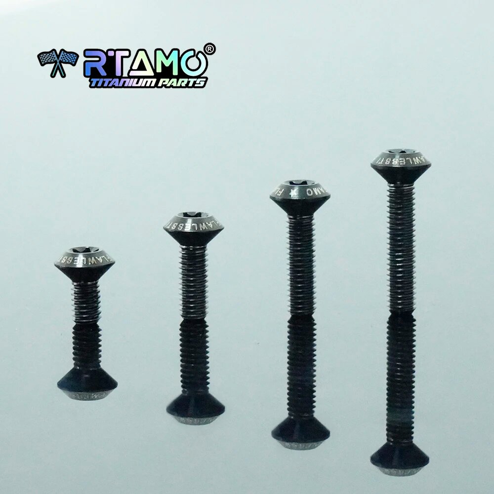 RTAMO Титановые болты Gr5 M4X8/12/16/20 мм Black, 2pcs( with wrench), M4x16 mm
