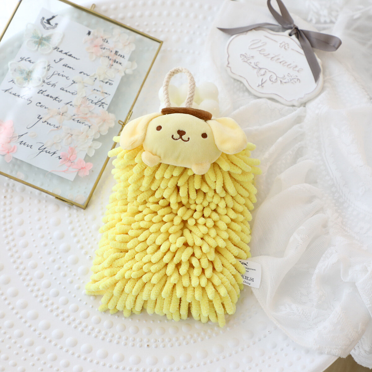 Милое полотенце из синели, подвесное, кухонное полотенце для дома, впитывающее полотенце для ванной и туалета, носовой платок с мультяшным рисунком.