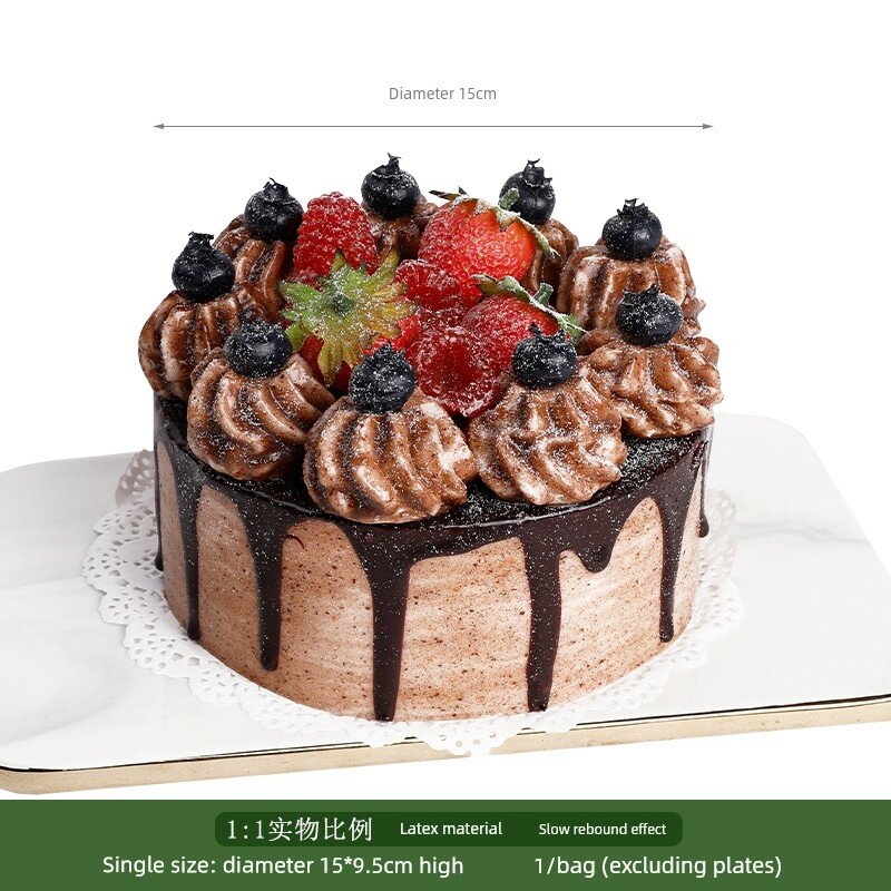6inch 8inch Имитационная модель торта, образец кухонных украшений, клубника, фруктовый торт, мусс, шоколадный торт