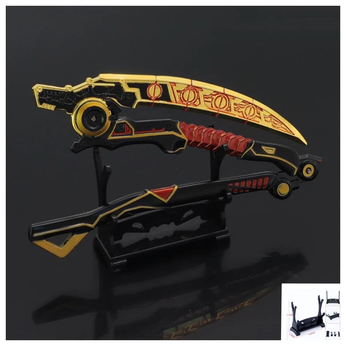 Металлическая модель оружия Death Grip Scythe Apex Legends Revenant 30 см Model With Stand