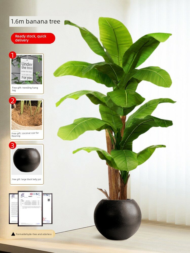 Искусственное растение: банановые листья для интерьера гостиной, крупное декоративное украшение, высококачественное
