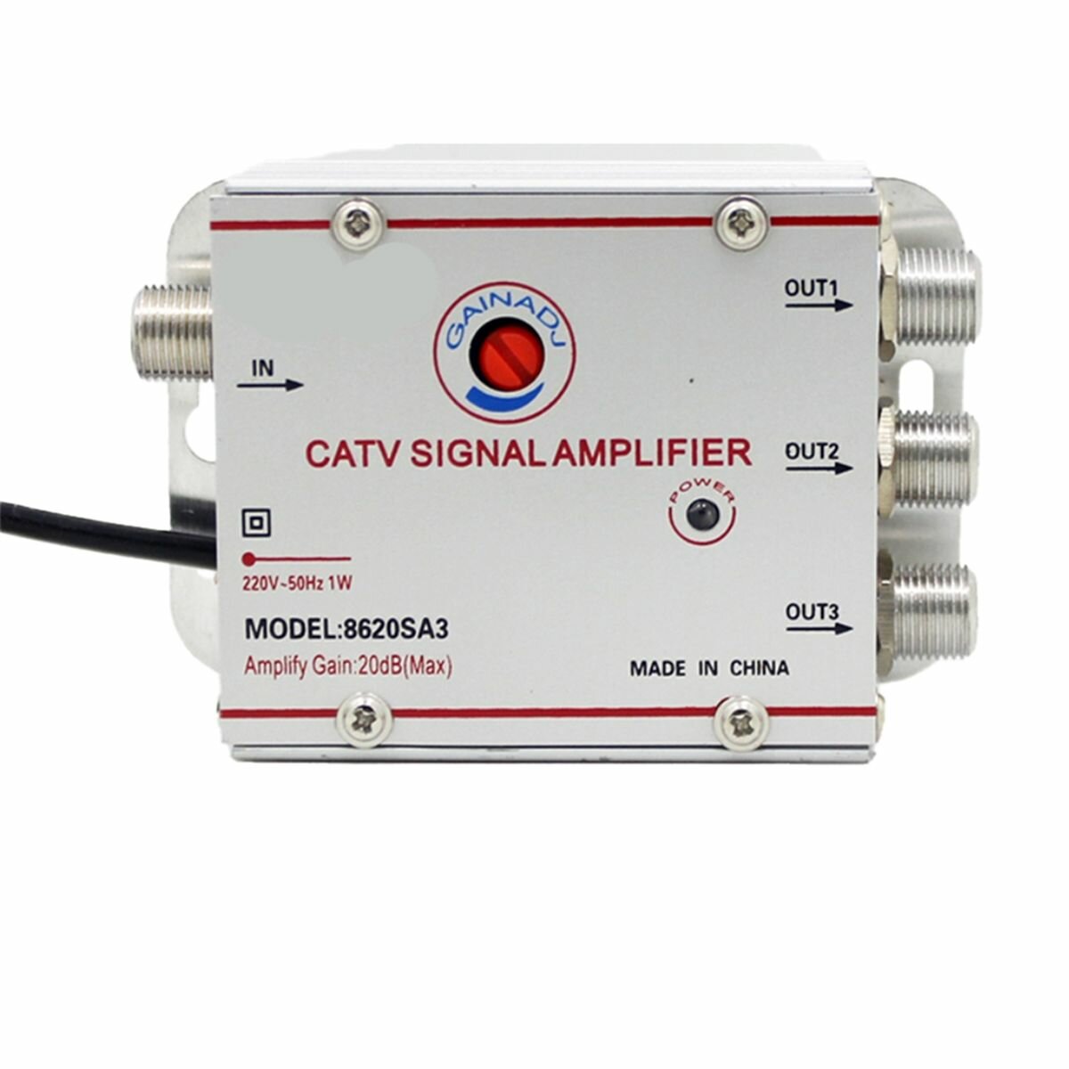 Трехканальный Усилитель-Разветвитель Для Кабельного Телевидения 8620SA3 20 ДБ Вилка ЕС 220 В