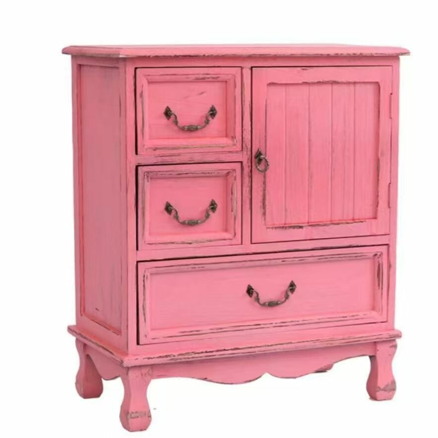 Комод, ретро, для дачи/дома, массив дерева/фанера, 58 x 32 x 67 см，розовый